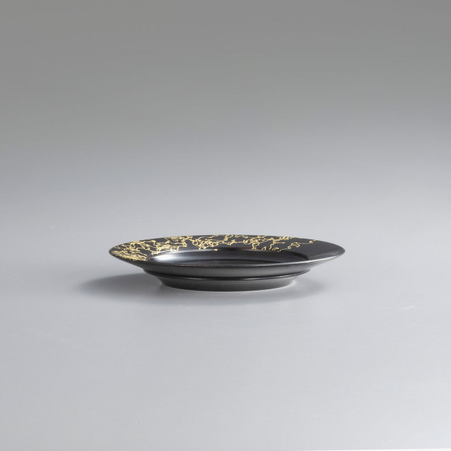 Gold Thread Lacquer Plate (S) (Black) 【Free Shipping】 - Craftwork